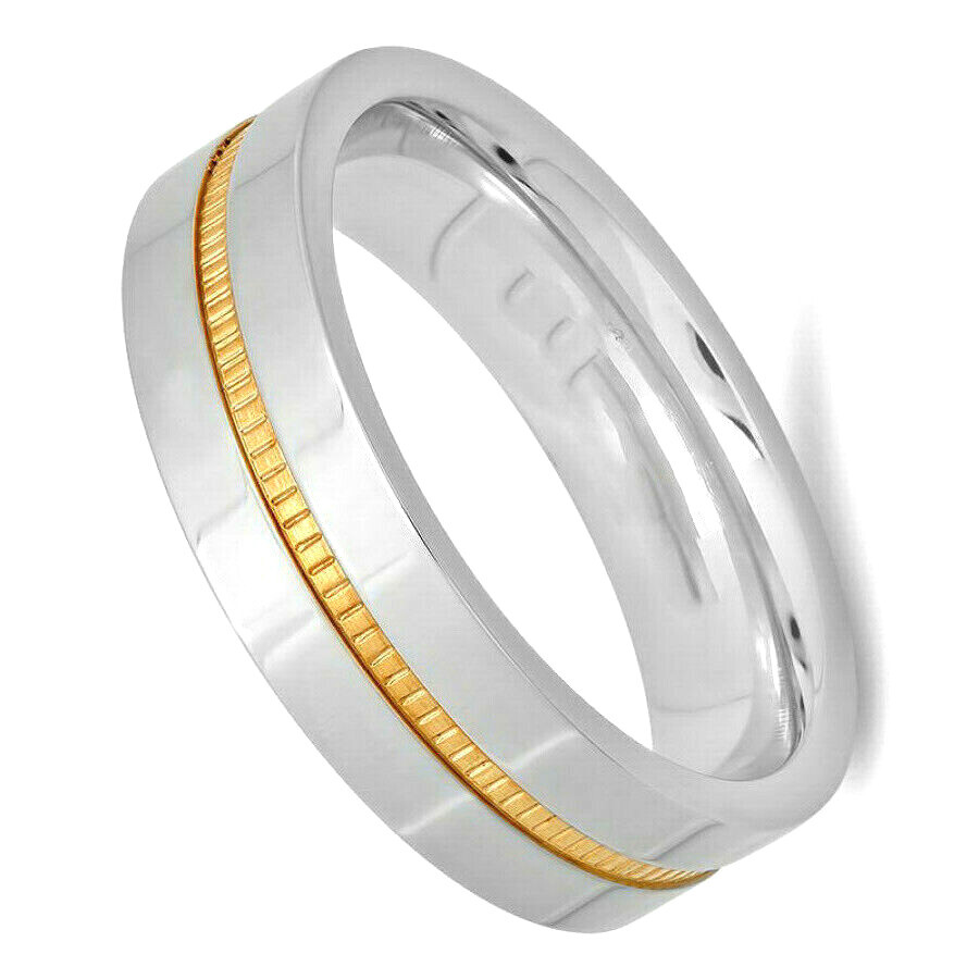 Bague Anneau Acier Inoxydable 18kt or Jaune Manly Argent Qualité Taille ...