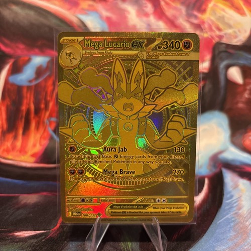 Mega Lucario Ex 188/132 Mega Evolution Gold Hyper Rare Pokemon TCG Card ...
