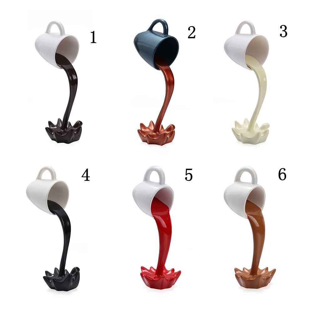 Decor Sculpture Kitchen Decor Floating Coffee Cup Pouring Liquid Coffee ...