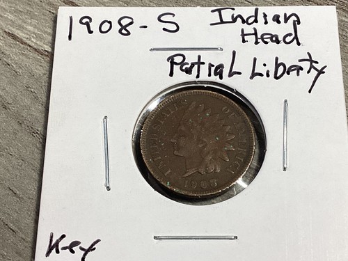 1908-S Key Date VF Indian Head Penny w/Partial Liberty San Francisco ...