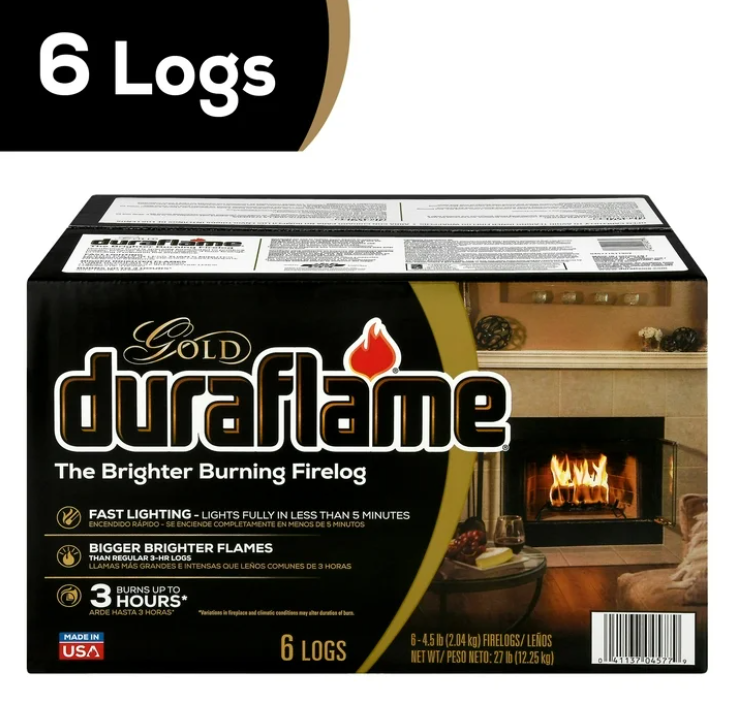 Duraflame Gold Ultra Premium 4.5 lb. Firelogs, 6-Pack Case, 3 Hour Burn ...