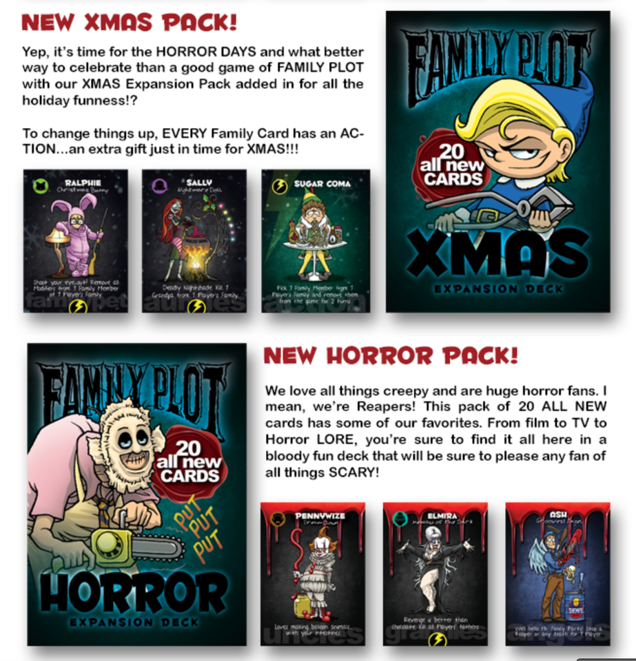 FAMILY PLOT 2 Card Game with ALL EXPANSION DECKS! NIB from the CREATORS ...