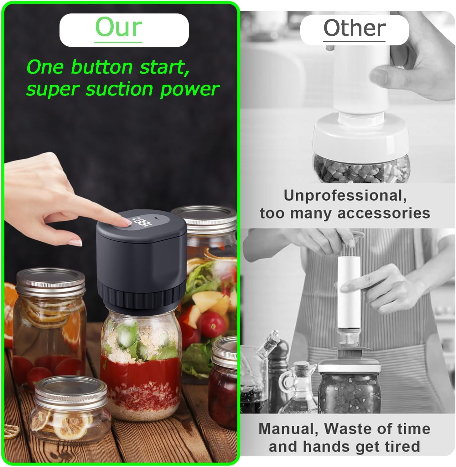 Electric Mason Cordless Ever Jar Vacuum Sealer Kit for Wide & Regular ...
