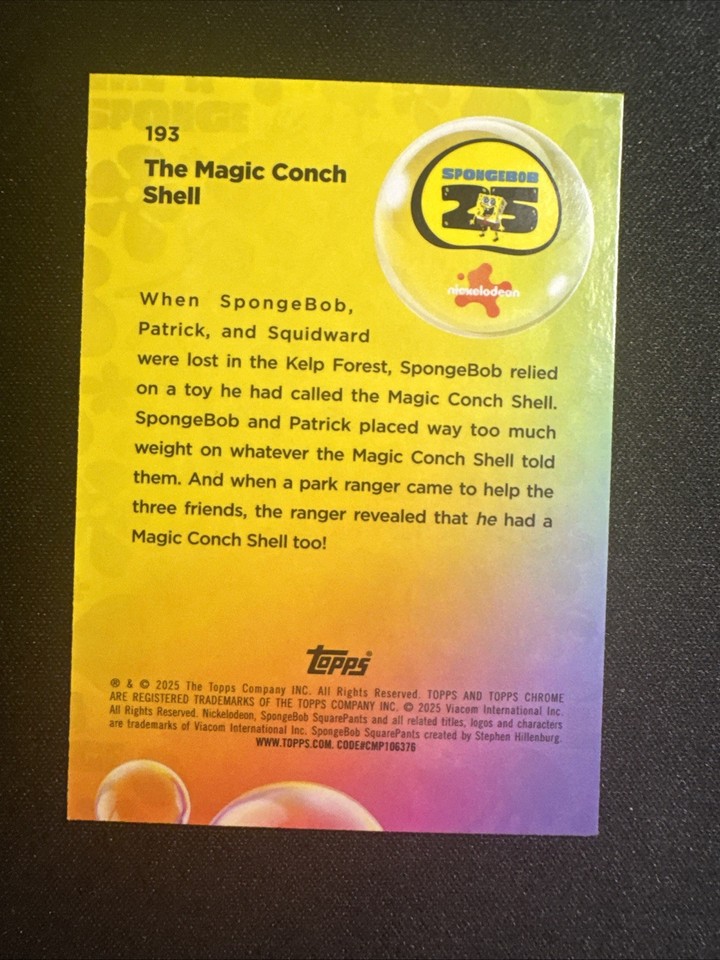 2025 Topps Chrome SpongeBob 25th Anniversary #193 The Magic Conch Shell ...