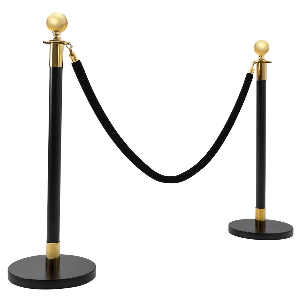 4 PCS Black and Gold Stanchion Posts Crowd Control Barriers Stanchion ...