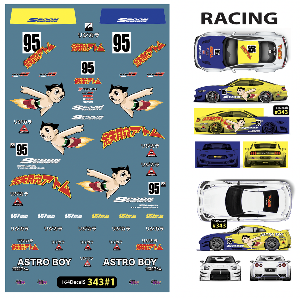 ASTRO BOY Waterslide Decals White Toner CUSTOM 1/64 Cars, Hot Hw # 343 ...