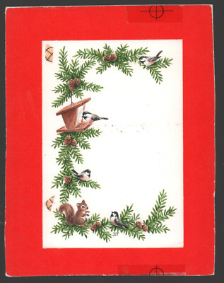 Birdhouse and Squirrel Acorns Christmas Greeting Card Painted Art by ...