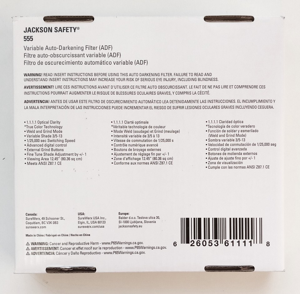 Jackson Safety TRANSLIGHT 555 Replacement Variable Auto-Darkening ...