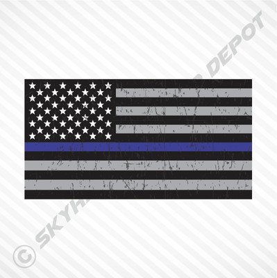 Subdued United States Flag Blue Line Sticker Vinyl Decal Police Law ...