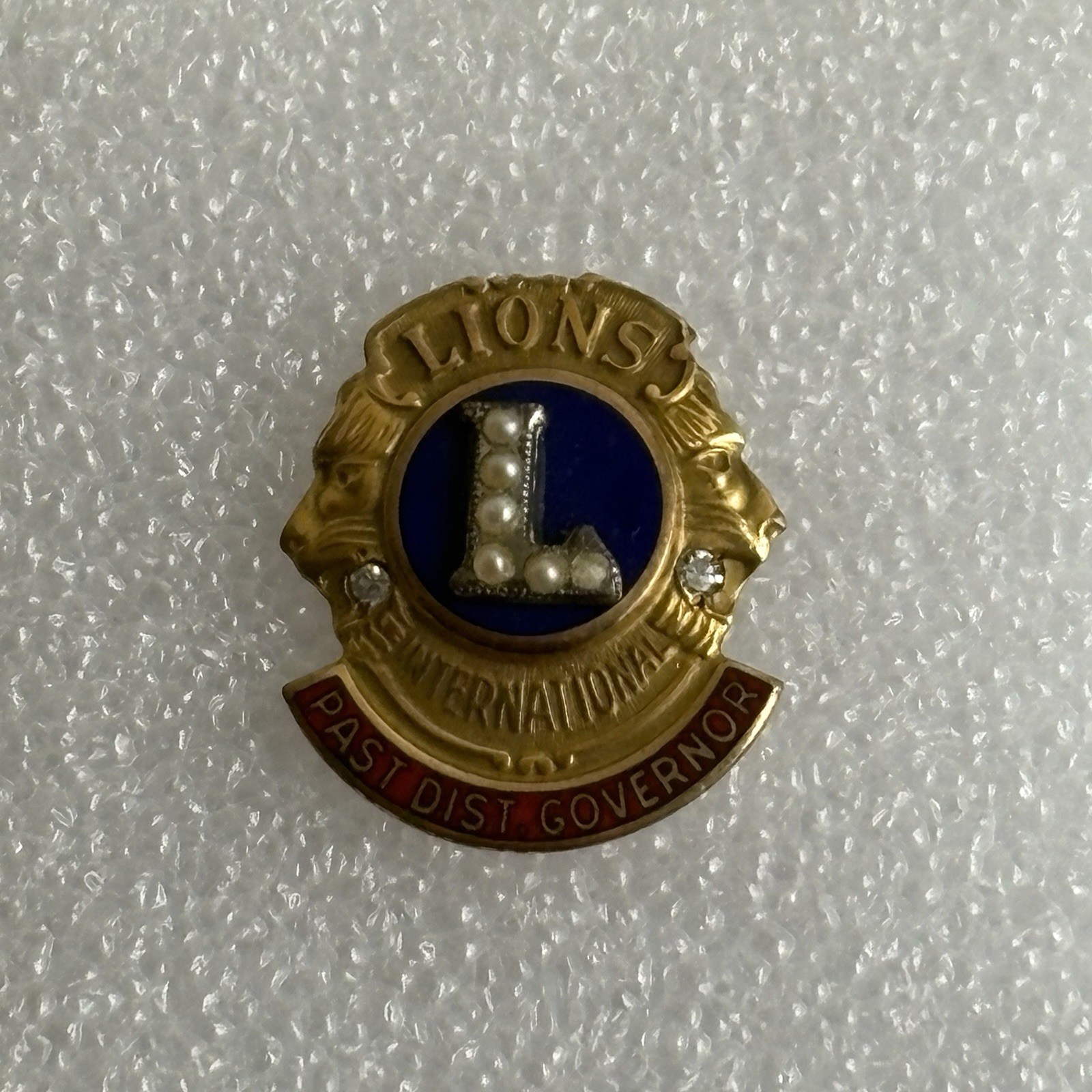 Lions Club Past Dist Governor Pin 1/10 10K GF Leavens 2G Diamonds ...