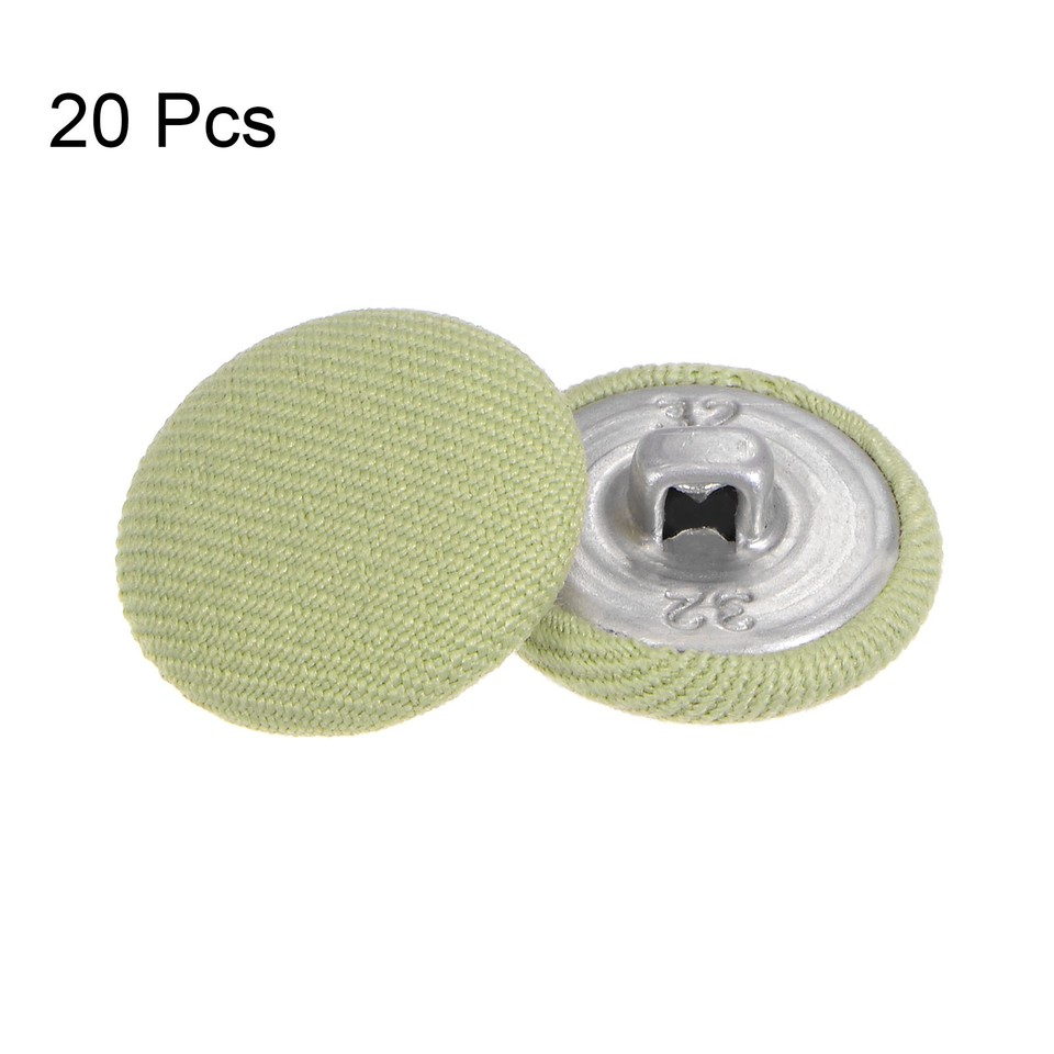 20pcs Fabric Cloth Covered Button 20mm Metal Round Sewing Buttons ...