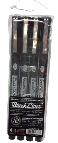 Black Liner 4 Pen “Broad” Set Drawing, Sketching, Rendering 38236140221 ...