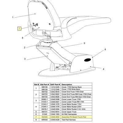 NEW Chair Back Touchpad Control PCB for Pelton Crane & Marus Dental ...