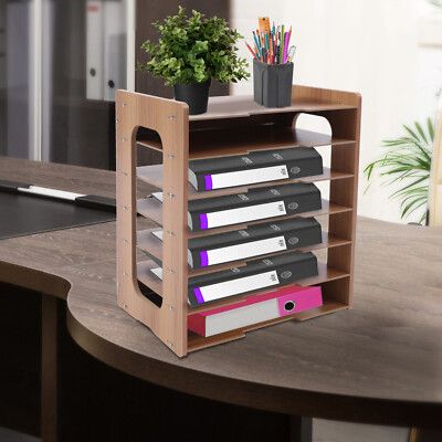 Wood Desktop Organizer Paper File Holder Document Storage Rack for Home ...