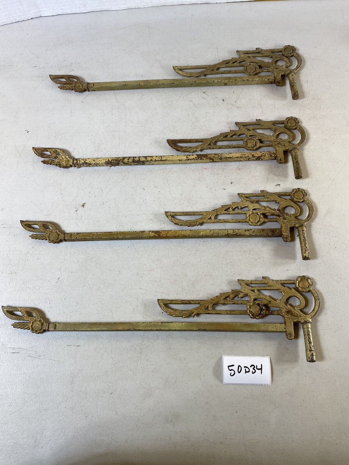 4 Victorian Swing Arm Art Deco Curtain Rod Drapery Lot 50D34 | eBay