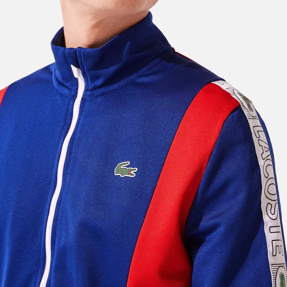 Men's Lacoste Sport Zip Up Track Jacket Blue Red | eBay UK