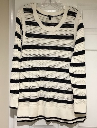 NWT Talbots 2X Cream And Black Stripe Pullover Long Sleeve Tunic ...