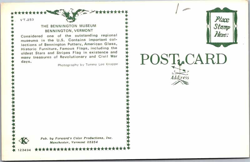Postcard MUSEUM SCENE Bennington Vermont VT o/19 AL9946 | eBay