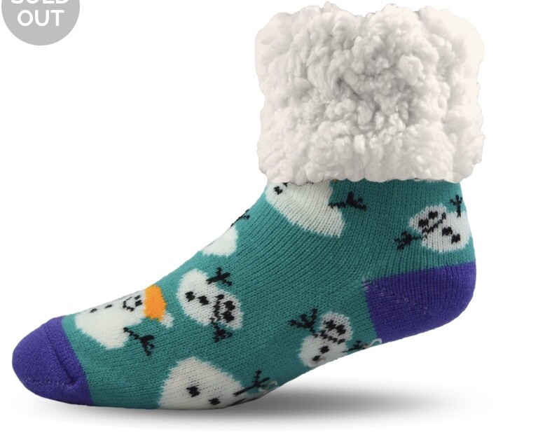 Pudus Classic Slipper Socks Faux Fur Snowy Snowman Mens Womens One Size ...
