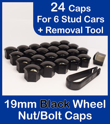 24x 19mm Alloy Wheel Bolt Covers / Nut Covers / Caps for 6 Stud Cars ...