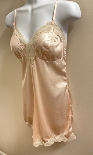 Vintage Lingerie 70’s Teddy Antron Nylon Romper Lace Snap Bottom Nighty ...