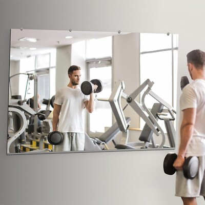 48x84 Wall Mounted Gym mirror With Safety Backing Frameless Home ...