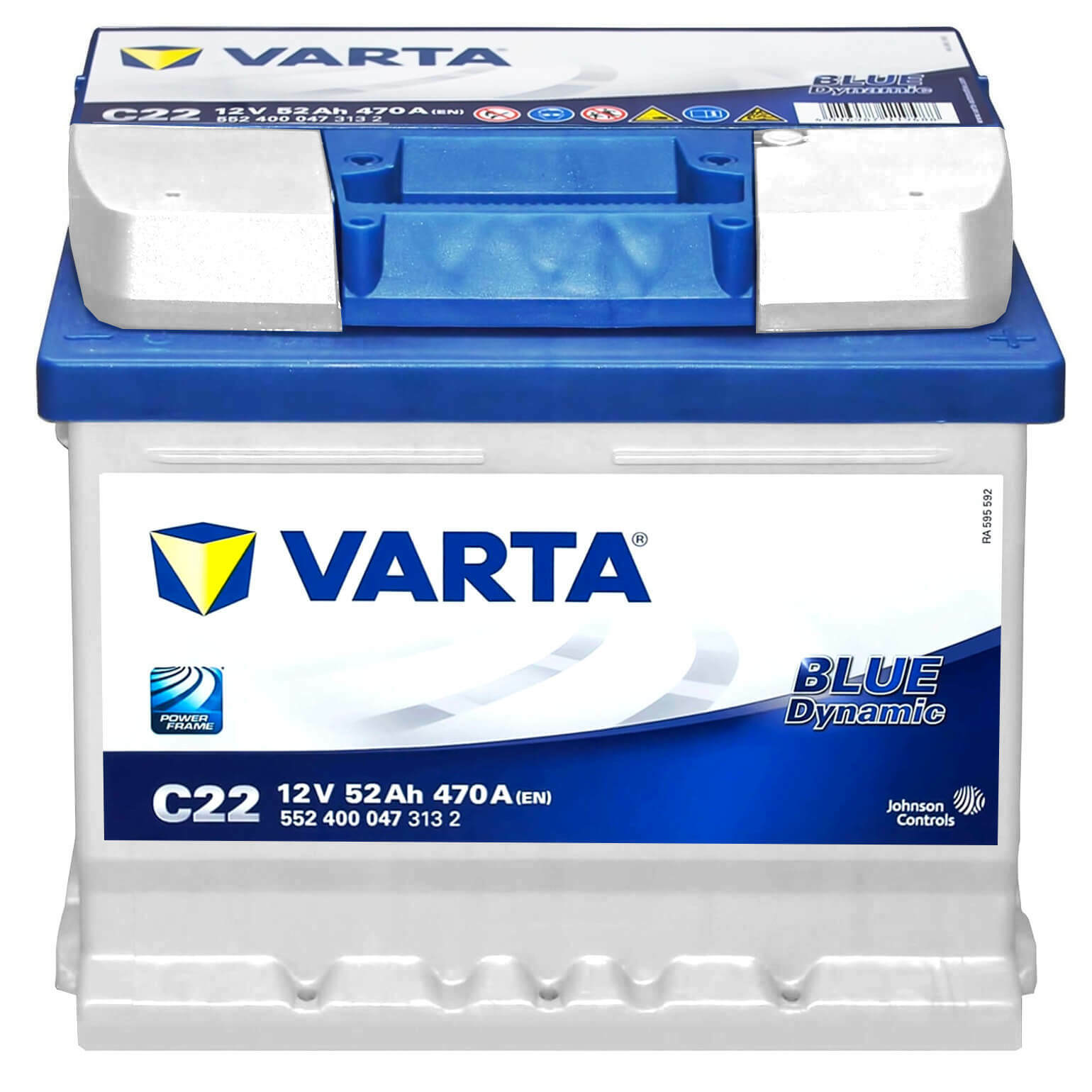 Autobatterie 12V 52Ah 470A Varta C22 Blue Dynamic Starterbatterie 552 ...
