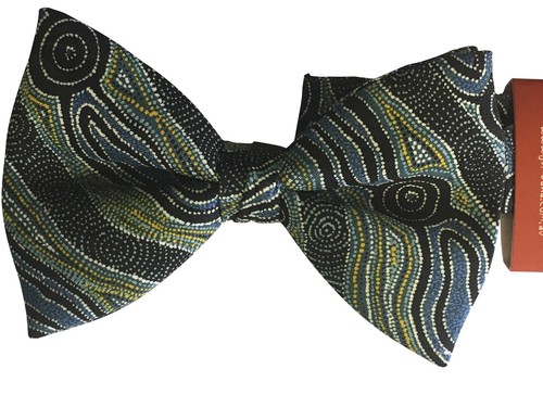 Yijan Aboriginal design Polyester Bowtie - Water Dreaming (Blue/Grey ...