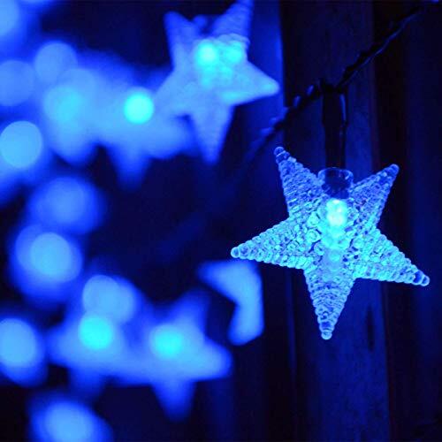 120 Led Blue Solar Star String Lights Waterproof Solar Powered Outdoor ...