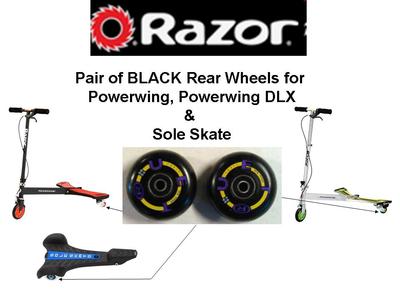 2X Razor PowerWing, PowerWing DXL & Sole Skate Rear Wheels - Black with ...