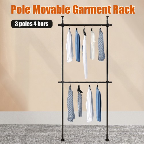 2 Tier Clothes Rack for Hanging Clothes, Free-Standing Adjustable ...