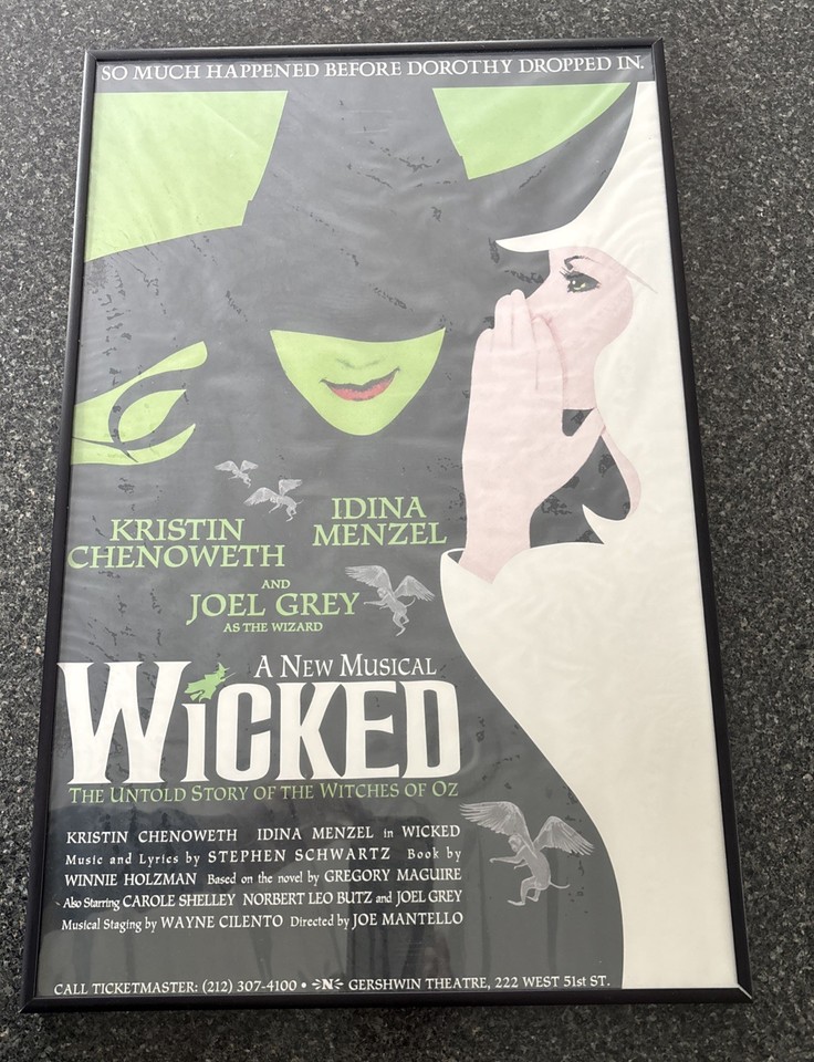 Original WICKED Broadway Musical Poster Framed Idina Menzel Kristin ...