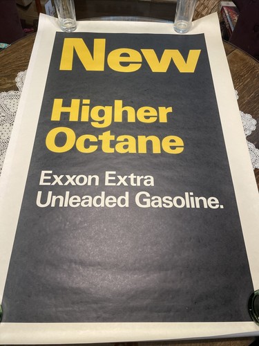 Vintage Exxon Gasoline Advertising Poster New Higher Octane Exxon Extra ...