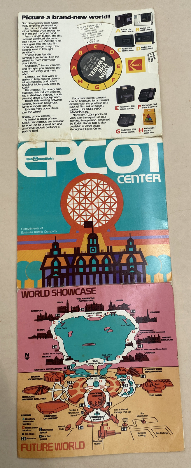 Vintage Epcot Center Brochure Kodak Wheel Dial Guide Map 1982, Incl ...