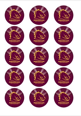 15 NRL Brisbane Broncos Edible Icing Sheet Cupcake Toppers Cake PRE-CUT ...