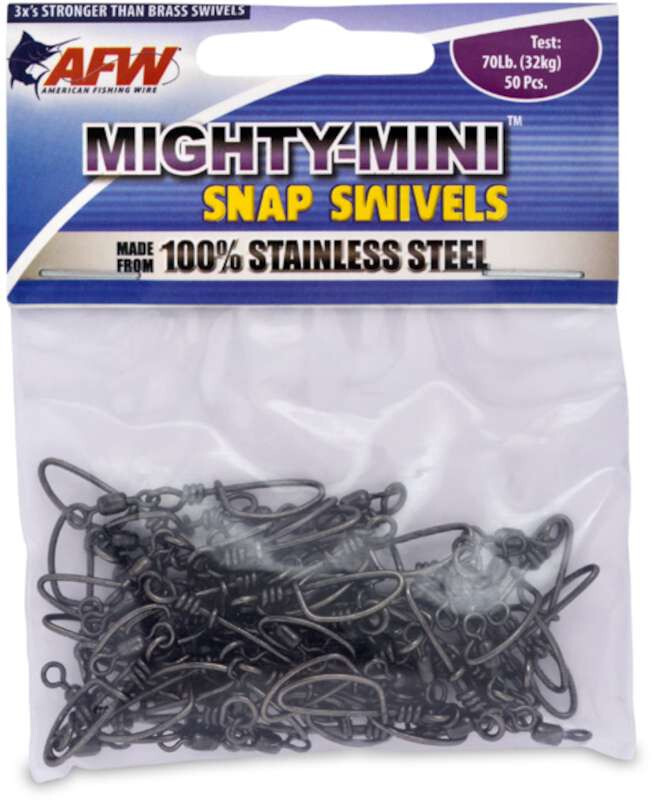 American Fishing Wire Mighty Mini Snap Swivels (100 Stainless Steel ...