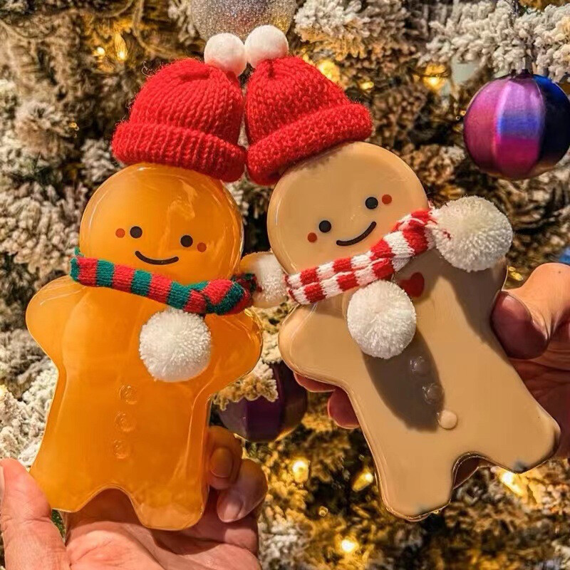 Cute Gingerbread Man Drinking Cup Plastic Water Bottles Christmas ...