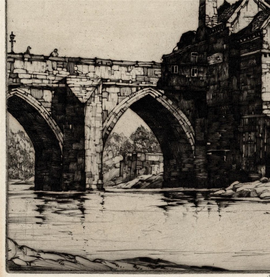 Kenneth Steel (1906-1970) Pencil Signed Etching - Elvet Bridge Durham ...
