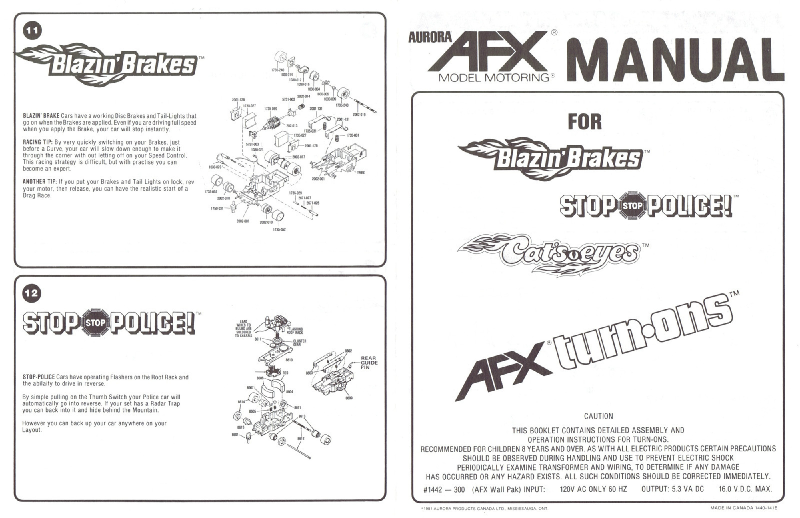 22pg 1981 Aurora AFX Speed Shifter Blazin Brakes Overhead Slot Car ...