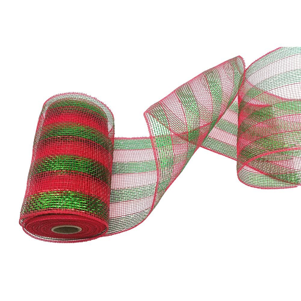 Metallic Deco Mesh Ribbon for Wreaths 6 inch 60 Yards Poly Mesh Ribbon ...