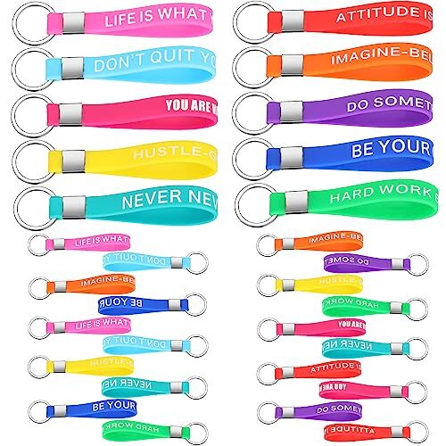 30 Pcs Christmas Inspirational Silicone Keychains Gift for Women Bright ...