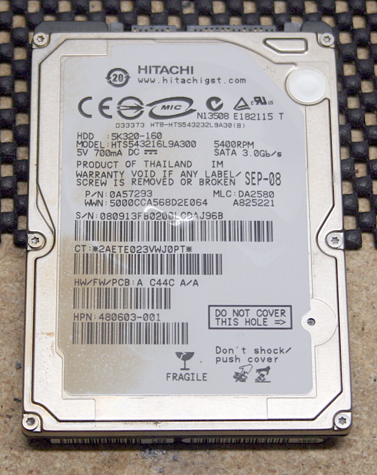 HITACHI 160GB 5400RPM SATA LAPTOP HARD DRIVE 5K320-160 ...
