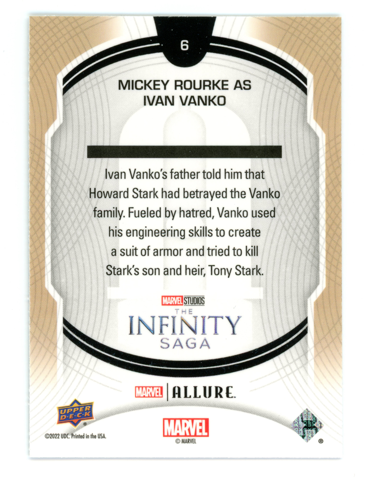 #6 MICKEY ROURKE IVAN VANKO 2022 Upper Deck Marvel Allure IRON MAN ...