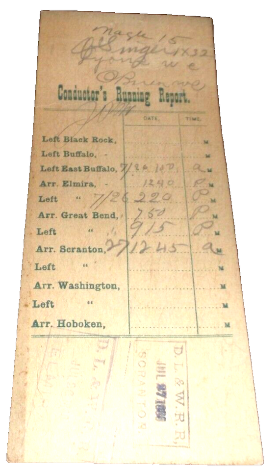 JULY 1886 DL&W DELAWARE LACKAWANNA AND WESTERN GREAT EASTERN LINE WAY ...