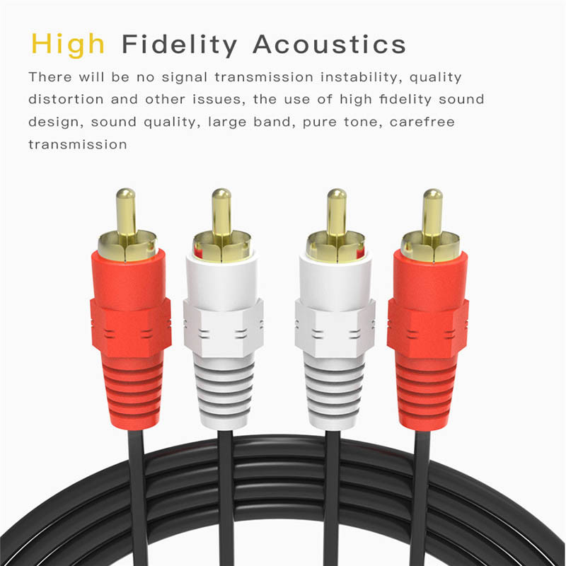 Gold Plated 2 RCA to 2 RCA Male To Male Dual Phono Stereo Audio Cable ...