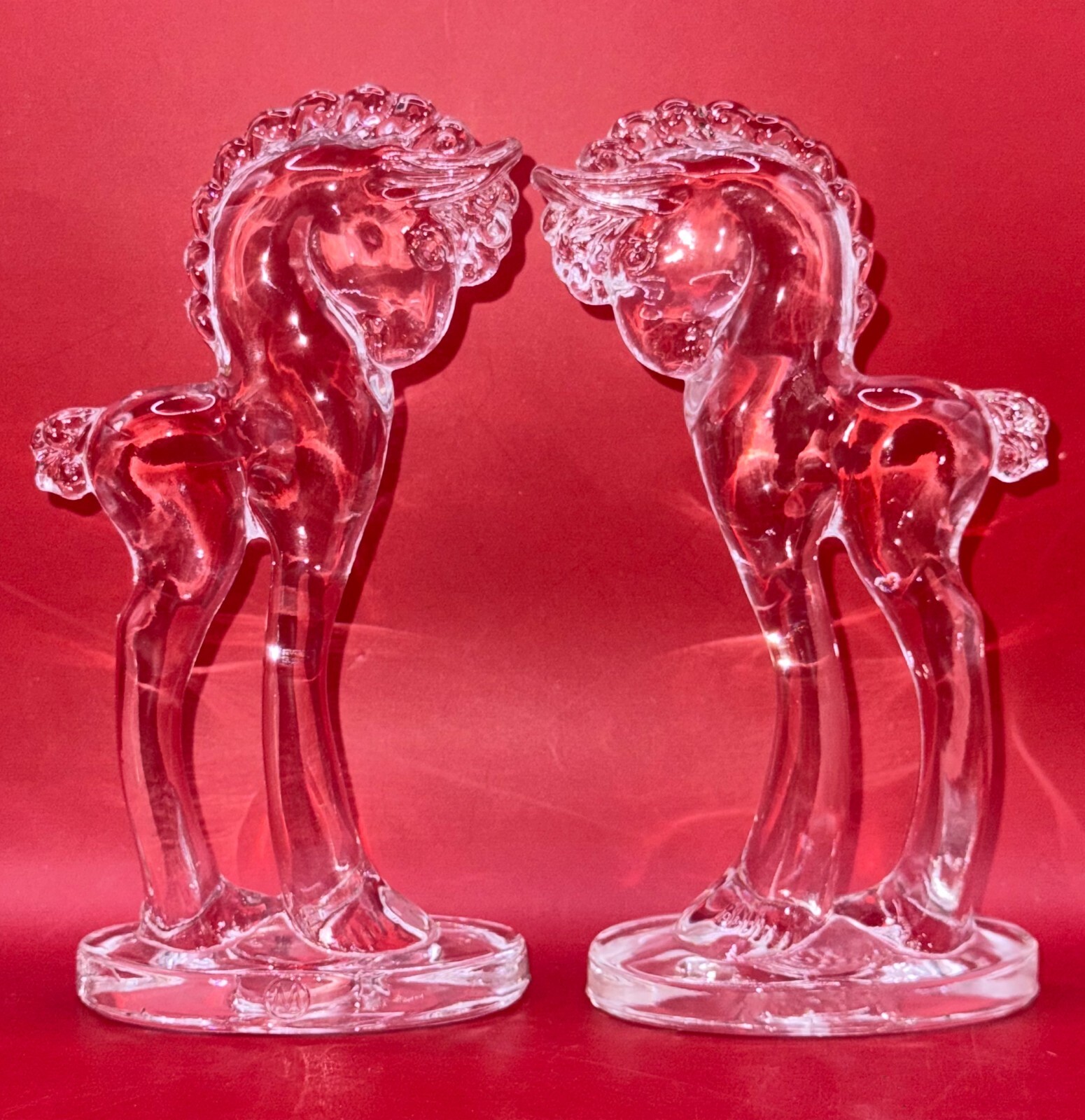 Trojan Horse Standing Pony Figure 5.5” Art Glass Clear Mosser (set of 2 ...