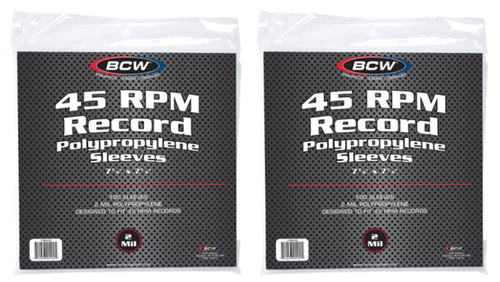 (200) BCW 7 Inch Record Album Sleeves Clear Plastic, 45 RPM 2 Mil Poly ...