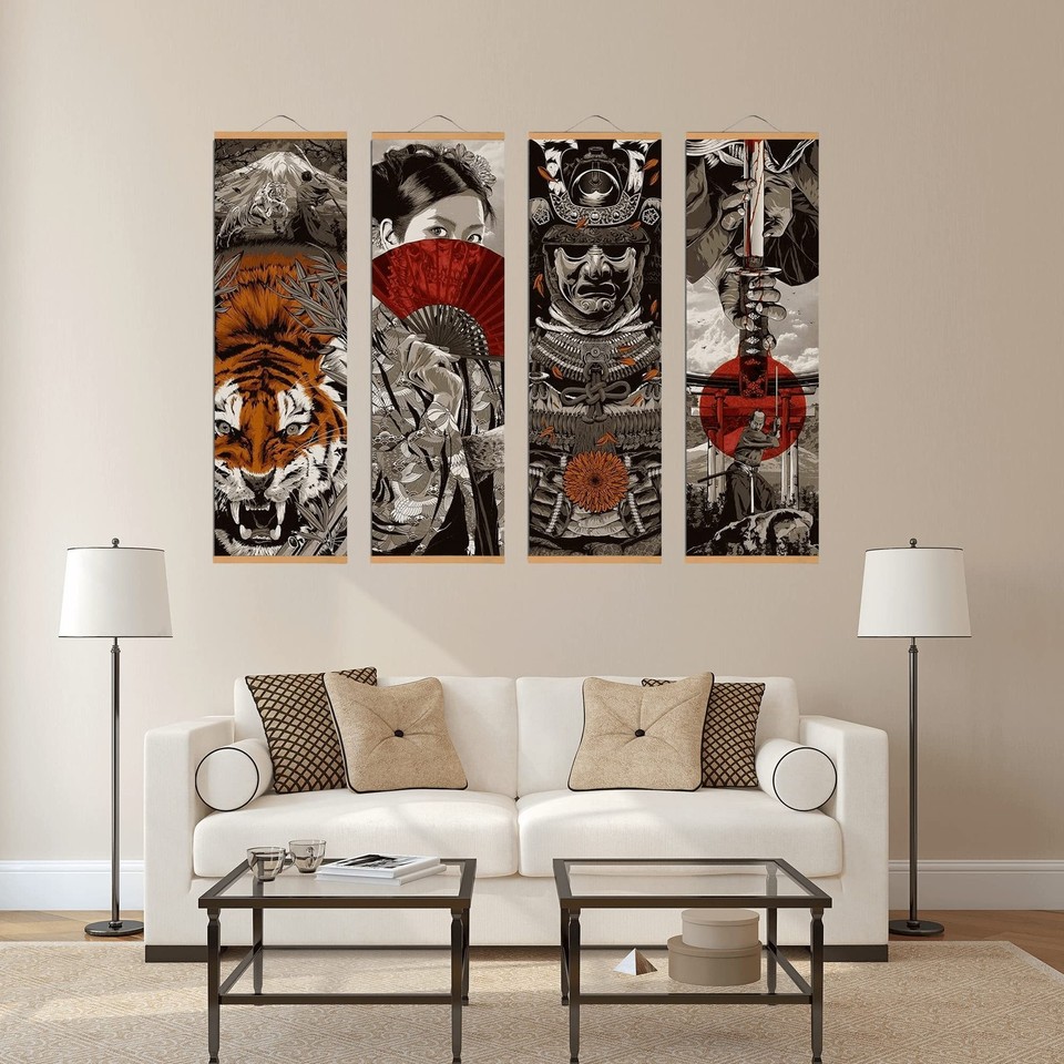 4PCS Japanese Wall Decor, Japanese Wall Art, Japanese Decor for Bedroom ...