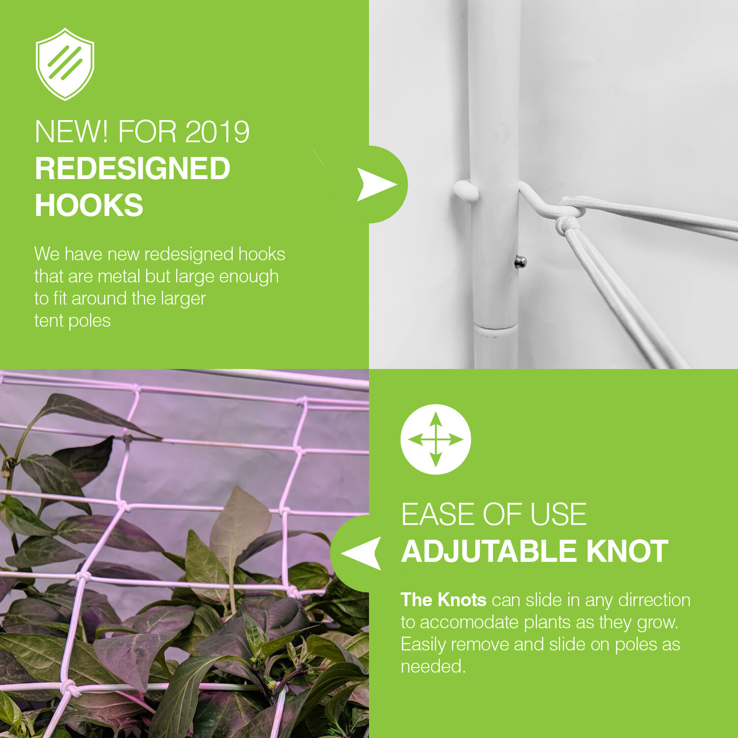 Scrog Net for grow tent flexible trellis plant netting 2 pack 4in and ...