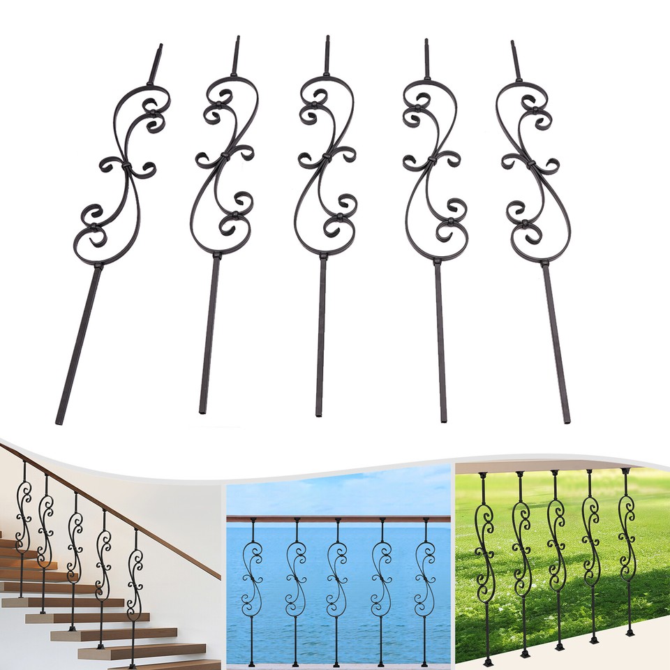 Satin Black Iron S-Shape Balusters 5-Piece Set for Indoor Stairs | eBay